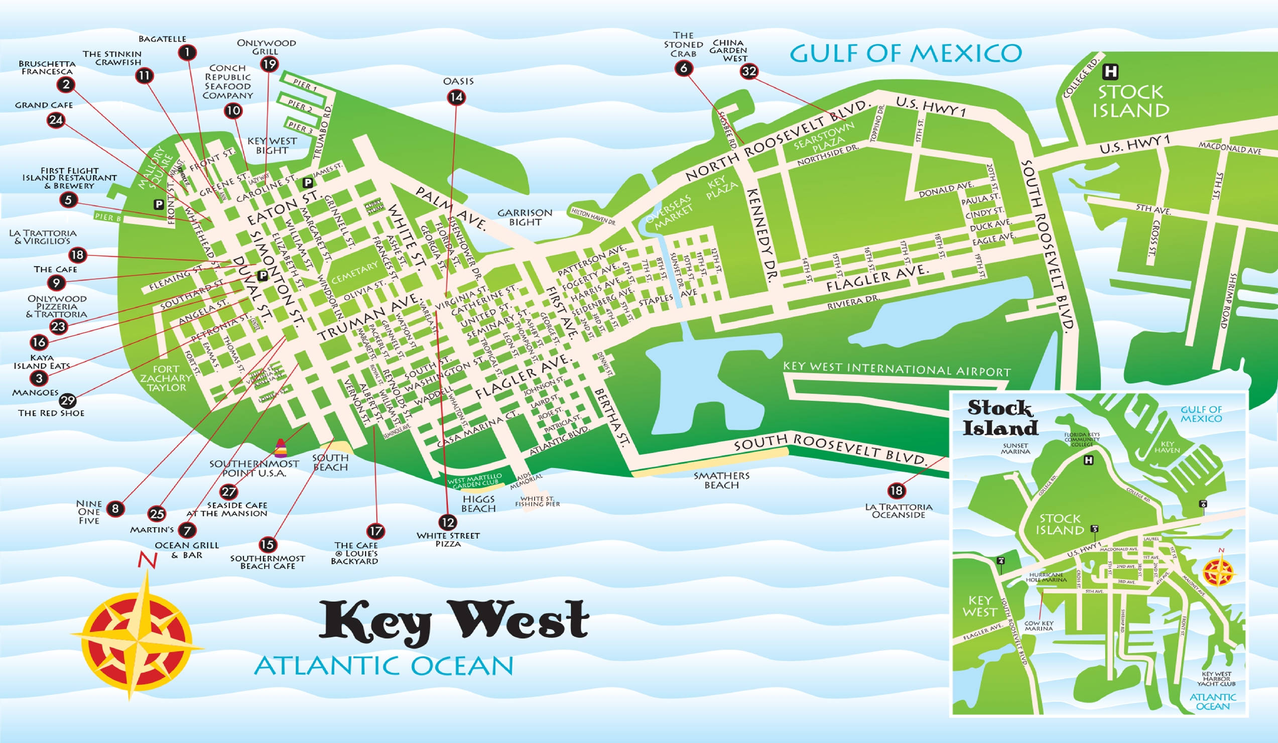 Key West Florida Beach Map